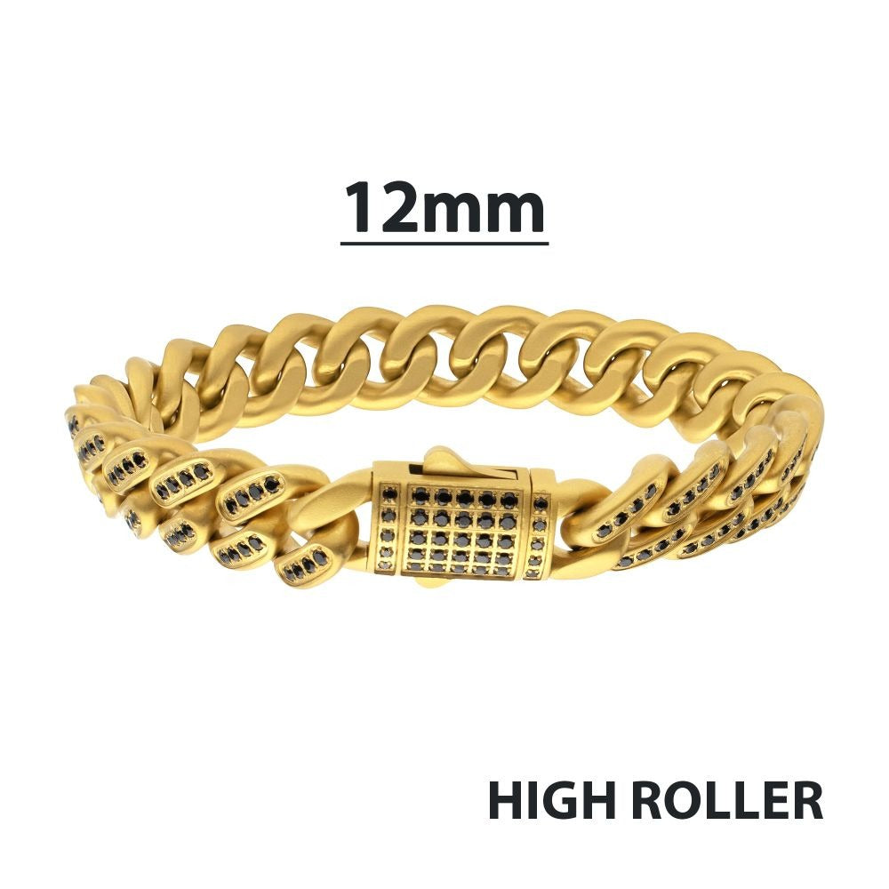 Inox 18K Gold IP Stainless Steel and Black Spinel Bracelet – Thollot & Co.